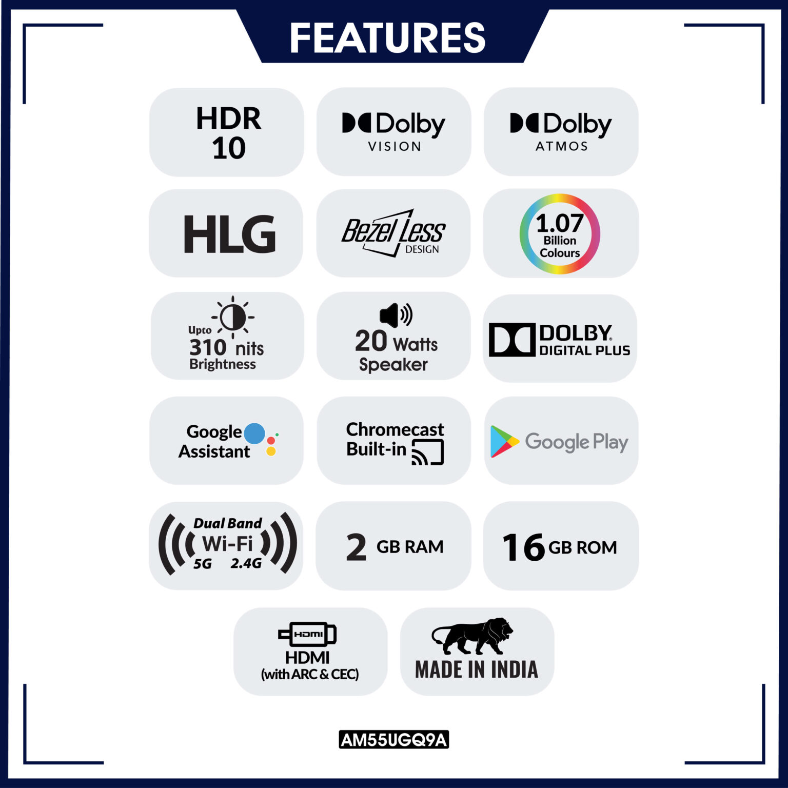 Amstrad 55 Inch 4K UHD QLED Google TV - AM55UGQ9A - Amstrad India